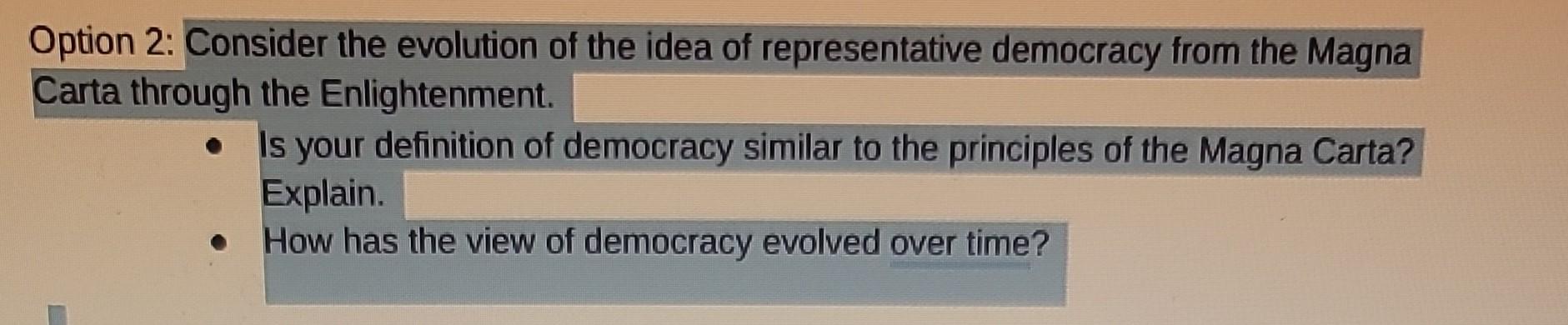 Option 2: Consider the evolution of the idea of | Chegg.com