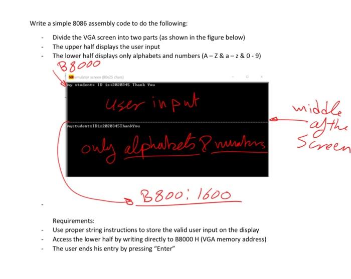 Write a simple 8086 assembly code to do the | Chegg.com
