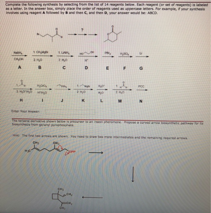 Solved Complete the following synthesis by selecting from | Chegg.com