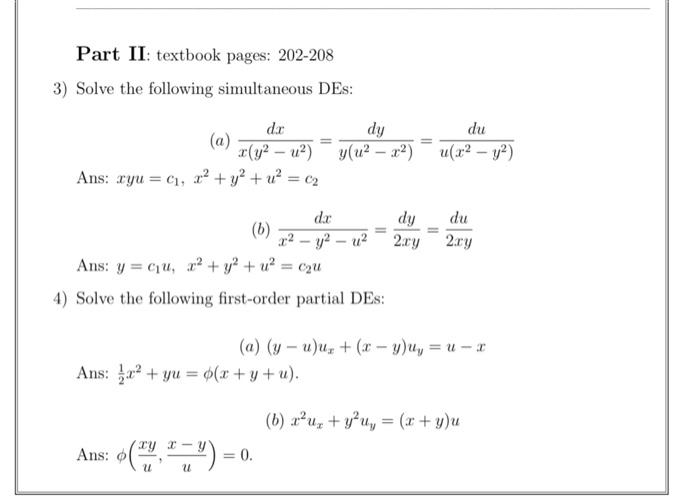 Solved Part II: textbook pages: 202-208 3) Solve the | Chegg.com
