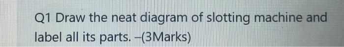 Solved Q1 Draw the neat diagram of slotting machine and | Chegg.com