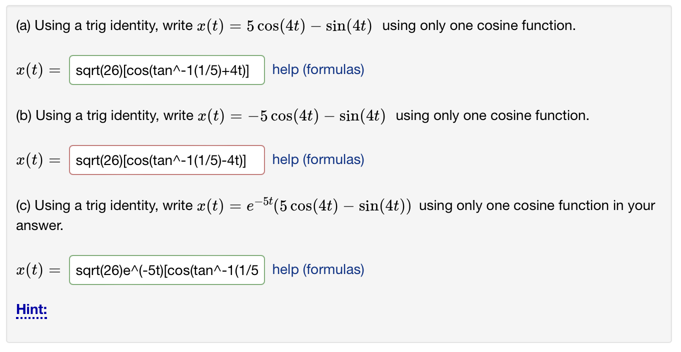 Solved (a) ﻿Using a trig identity, write | Chegg.com