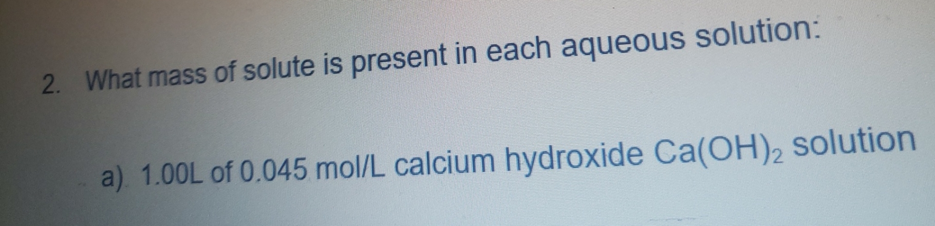 Solved What mass of solute is present in each aqueous | Chegg.com