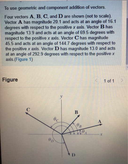 Solved To use geometric and component addition of vectors. | Chegg.com