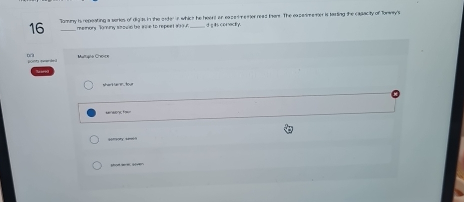 Solved 16Tommy is repeating a series of digits in the order | Chegg.com