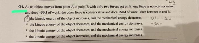 Solved Q4. As an object moves from point A to point B with | Chegg.com
