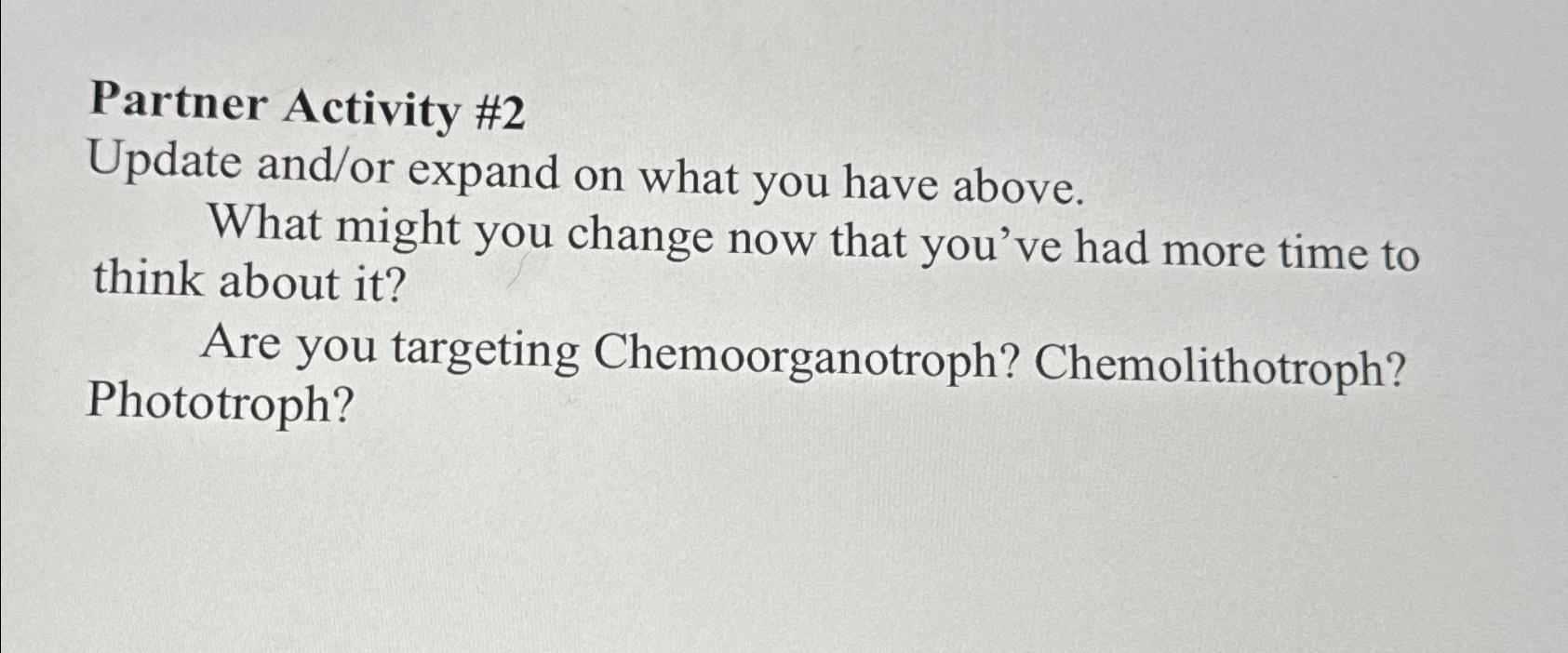 Solved Partner Activity #2Update and/or expand on what you | Chegg.com