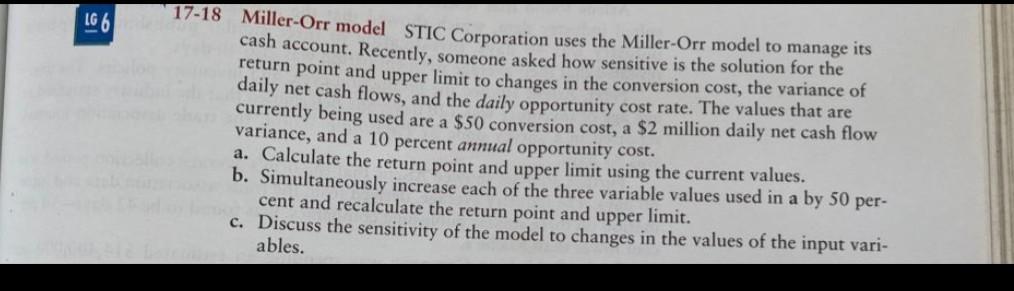 Solved 7-18 Miller-Orr model STIC Corporation uses the | Chegg.com