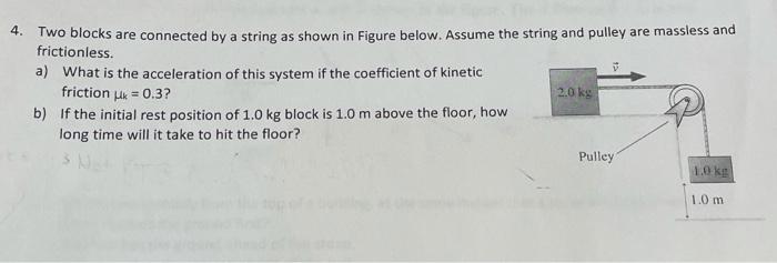 Solved 4. Two blocks are connected by a string as shown in | Chegg.com