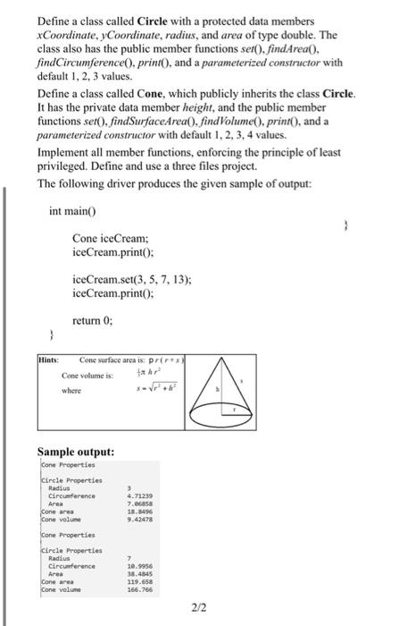 Solved Define a class called Circle with a protected data | Chegg.com