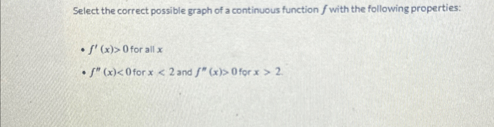 Solved Select the correct possible graph of a continuous | Chegg.com