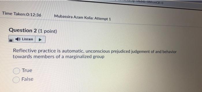 Solved WORLIQidb- 008-0 Time Taken:0:12:36 Mubassira Azam | Chegg.com