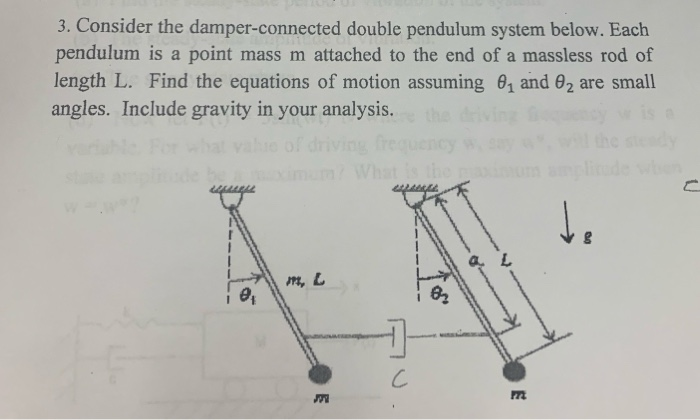 Solved 3. Consider the damper-connected double pendulum | Chegg.com