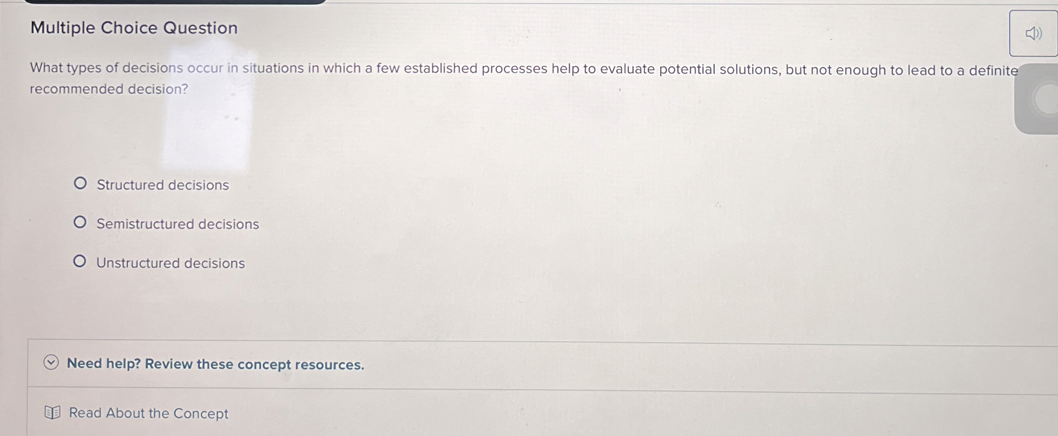 Solved Multiple Choice QuestionWhat types of decisions occur | Chegg.com
