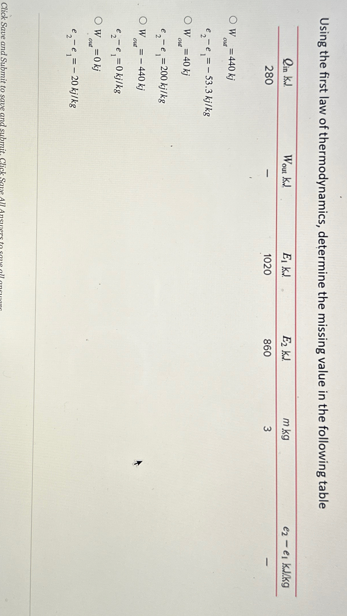 Solved Using the first law of thermodynamics, determine the | Chegg.com