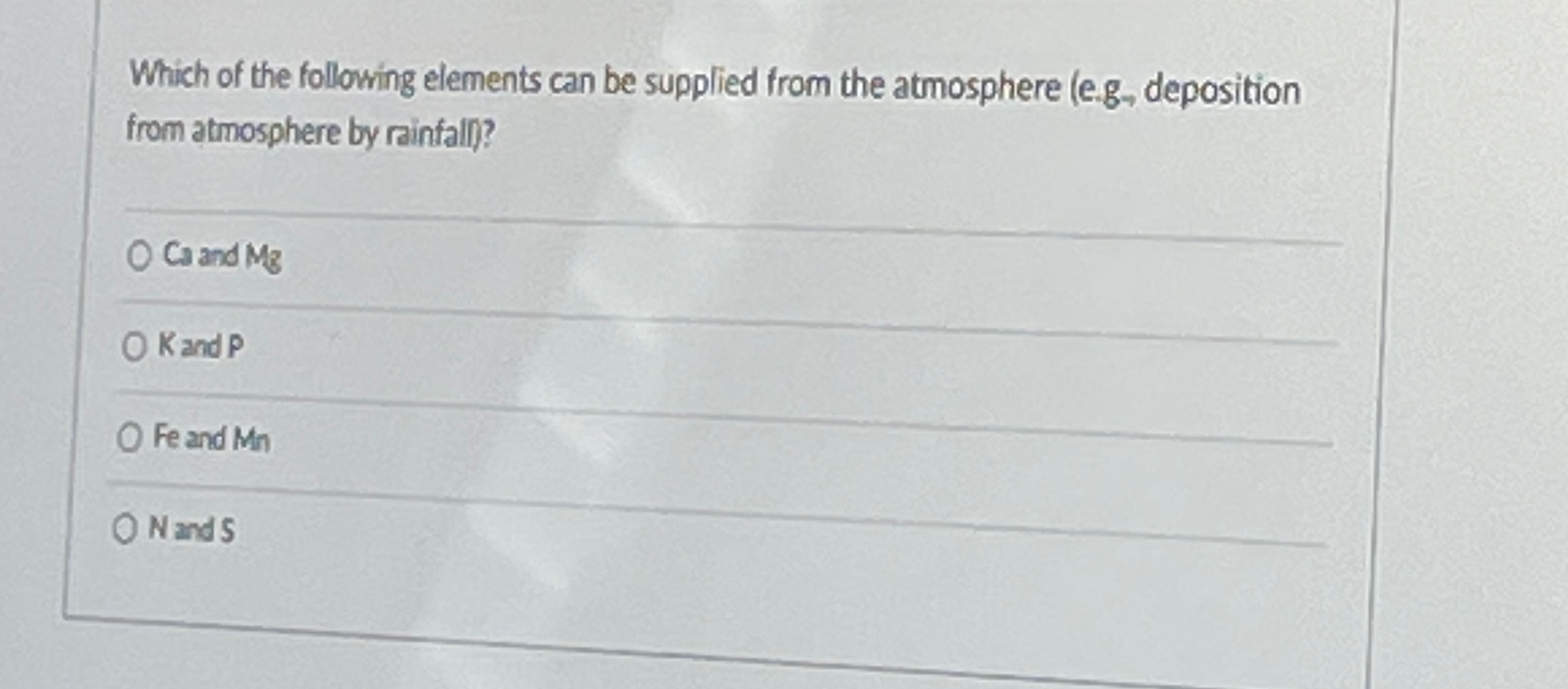 Solved Which of the following elements can be supplied from | Chegg.com
