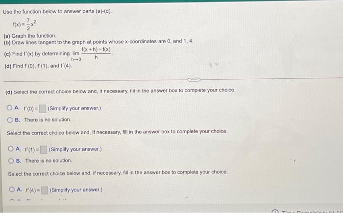 Solved Use the function below to answer parts (a)-(d) (a) | Chegg.com