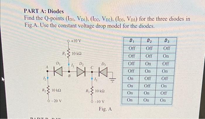 Solved question part A on diodes if they are on or off | Chegg.com