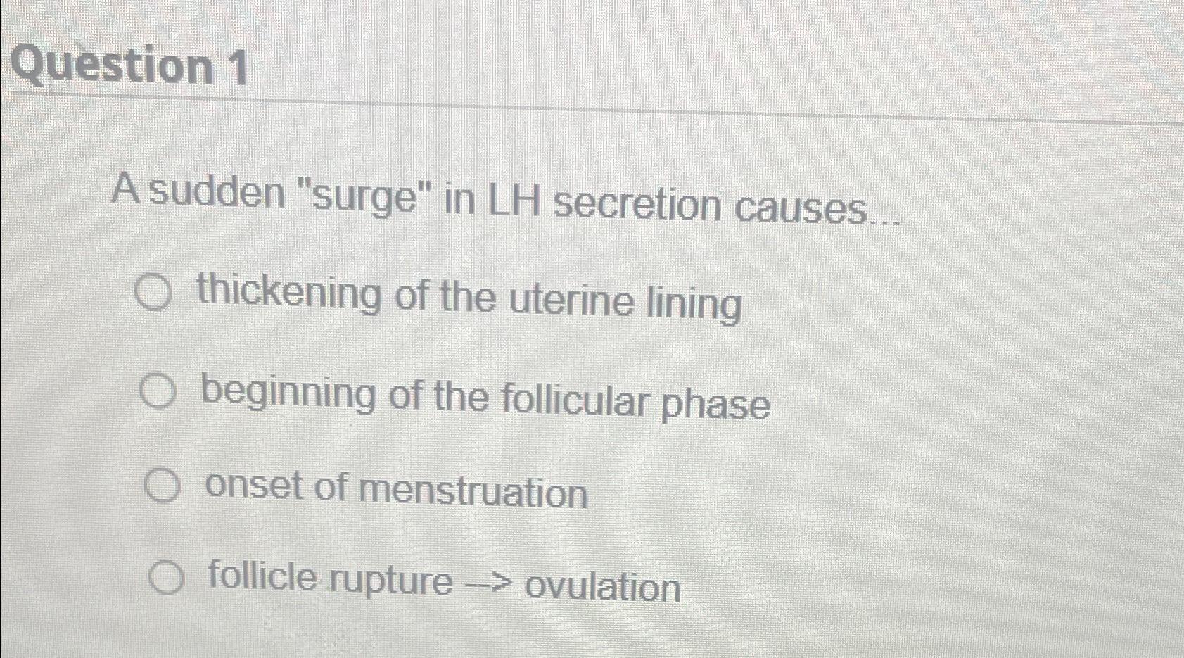 Solved Question 1A sudden "surge" in LH secretion | Chegg.com