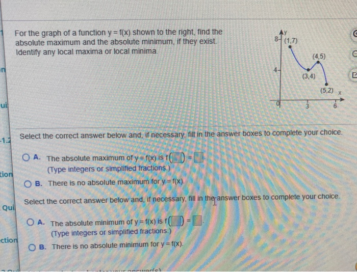 Solved For the graph of a function y = f(x) shown to the | Chegg.com