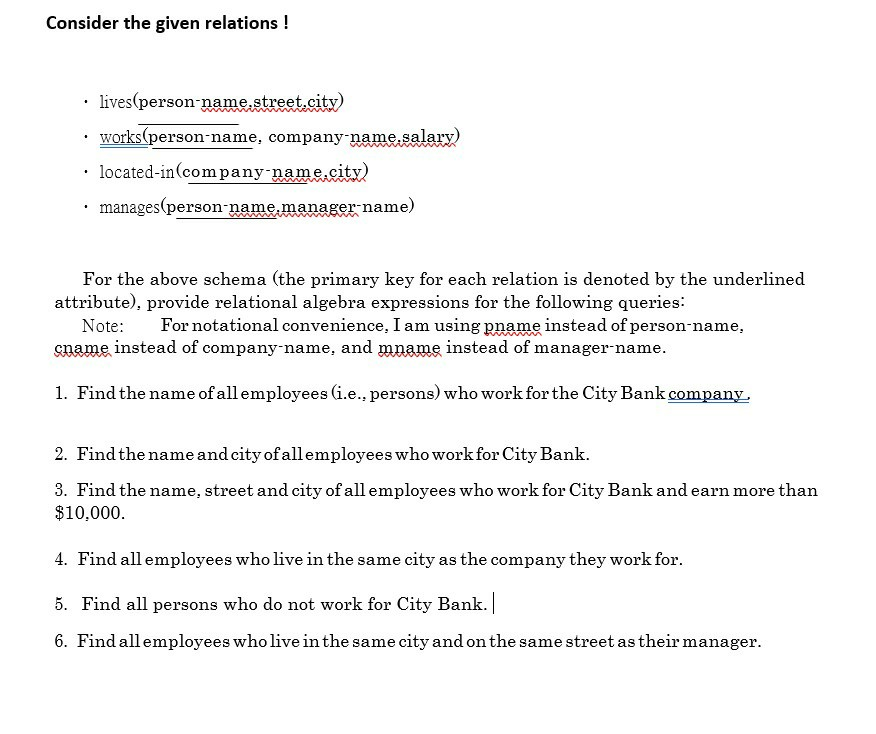 Solved Consider the given relations ! . | Chegg.com
