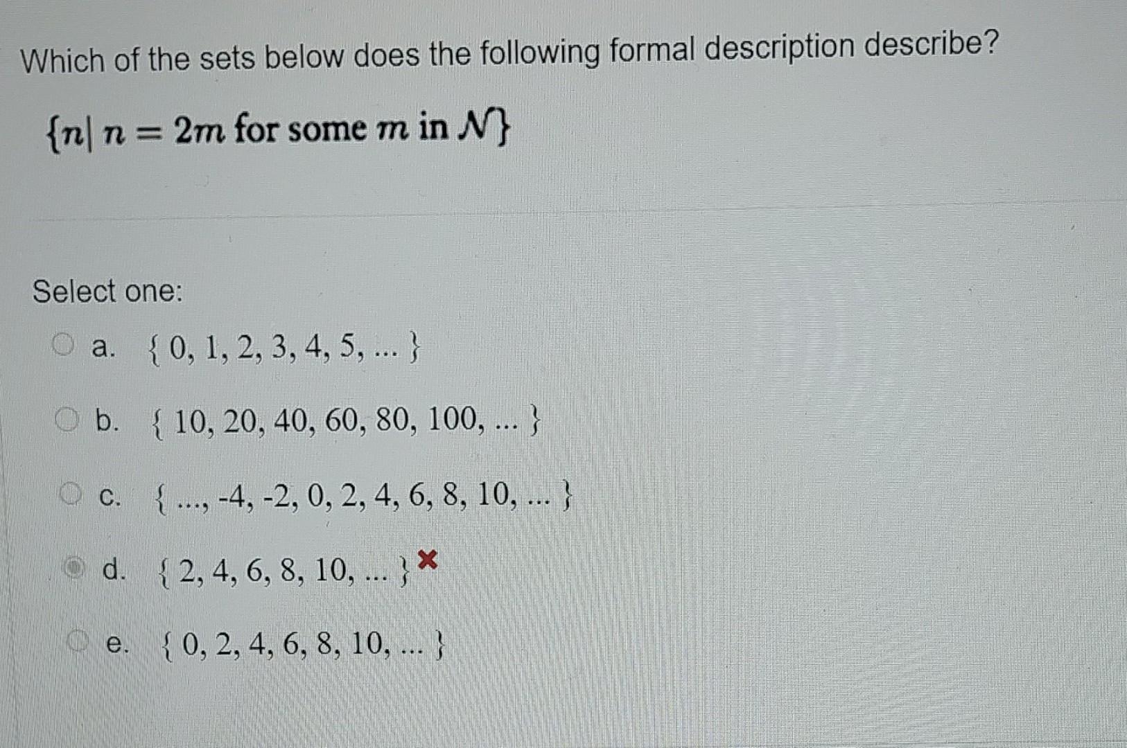 Solved Which of the sets below does the following formal | Chegg.com