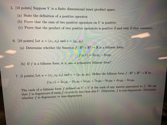 Solved 5. (10 points) Suppose V is a finite dimensional | Chegg.com