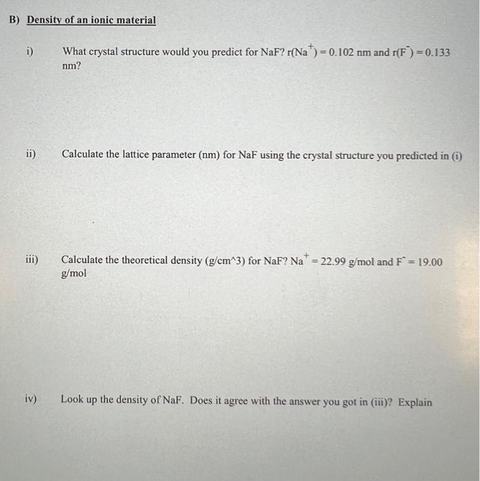 Solved What crystal structure would you predict for | Chegg.com