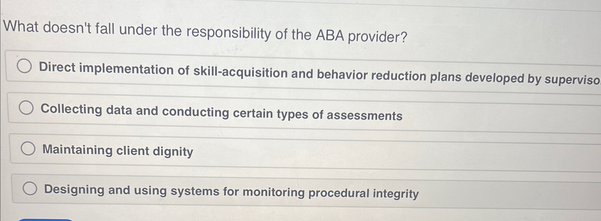 Solved What doesn't fall under the responsibility of the ABA | Chegg.com