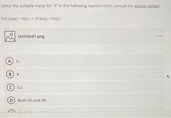 [Solved]: The oxidizing agent in the following reaction is