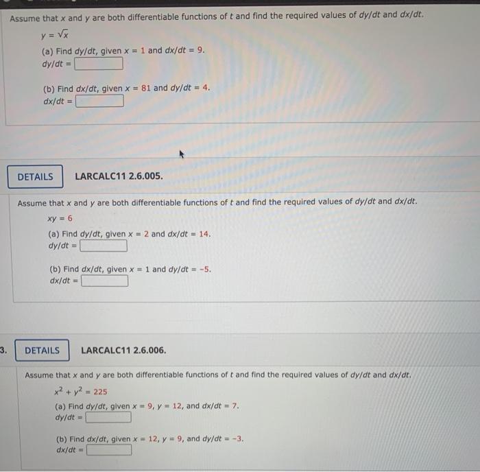 Solved Assume that x and y are both differentiable functions | Chegg.com