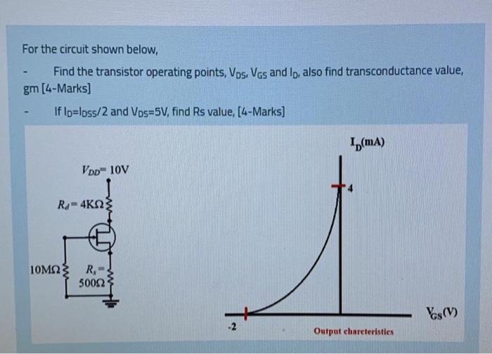 Solved For the circuit shown below, Find the transistor | Chegg.com