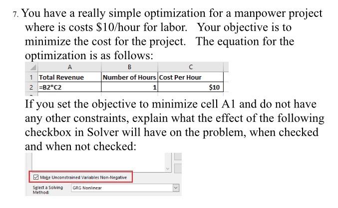 7. You have a really simple optimization for a | Chegg.com