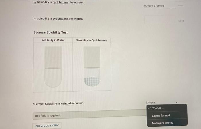 Solved 12 Solubility Test Solubility in Water Solubility in | Chegg.com