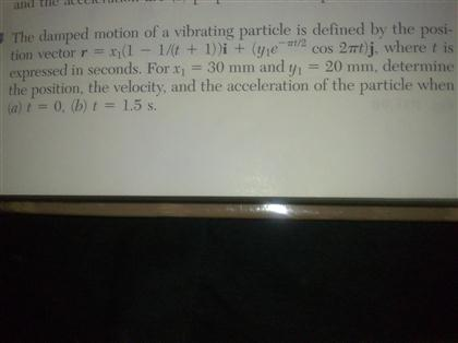 Solved The damped motion of a vibrating particle is defined | Chegg.com