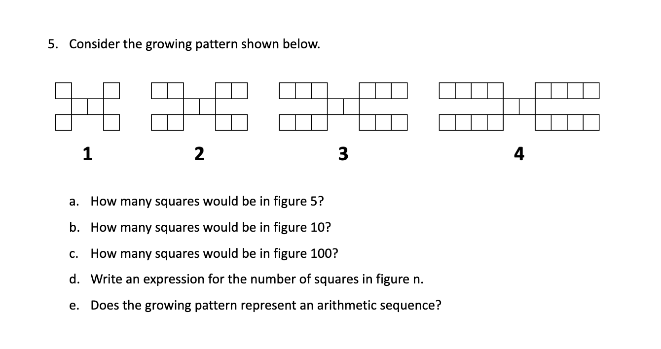 Solved Consider the growing pattern shown below.1a. ﻿How | Chegg.com
