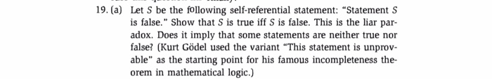 Solved 19. (a) Let S be the following self-referential | Chegg.com