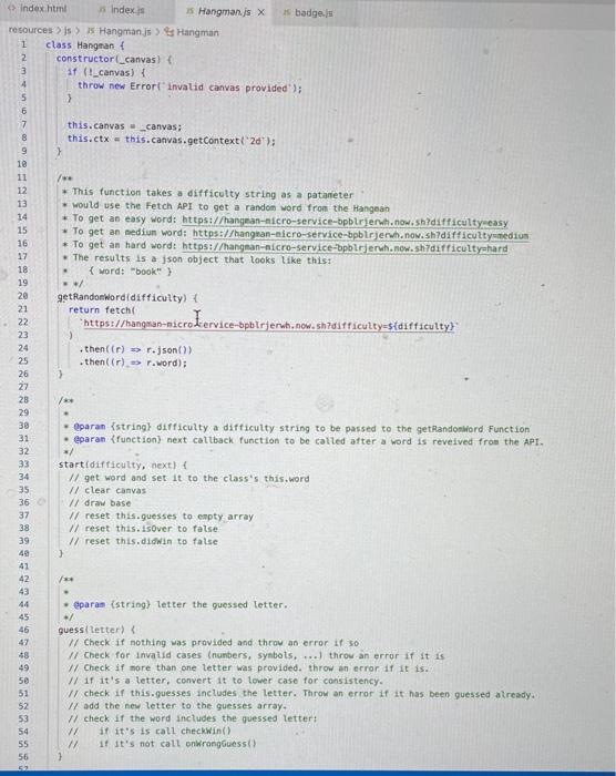 For this assignment you will be building Hangman. | Chegg.com