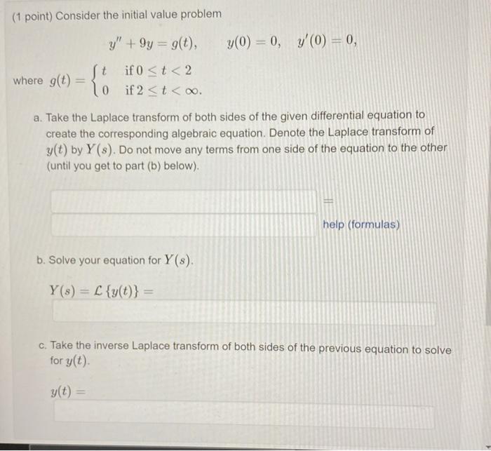 Solved (1 point) Consider the initial value problem y(0) = | Chegg.com