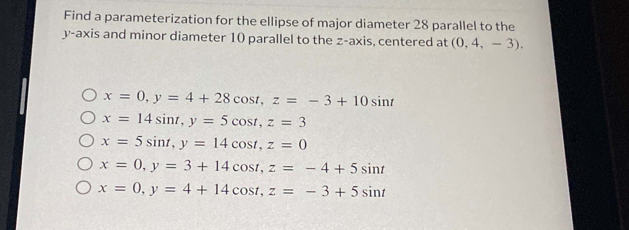Solved Find a parameterization for the ellipse of major | Chegg.com