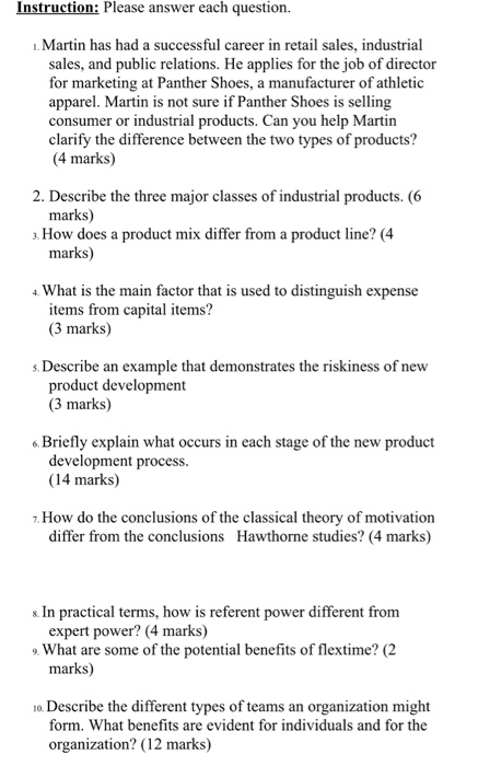 Solved Instruction: Please answer each question. 1. Martin | Chegg.com