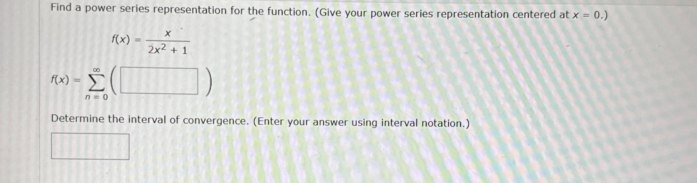 Solved by an EXPERT Find a power series representation for the function. | Chegg.com