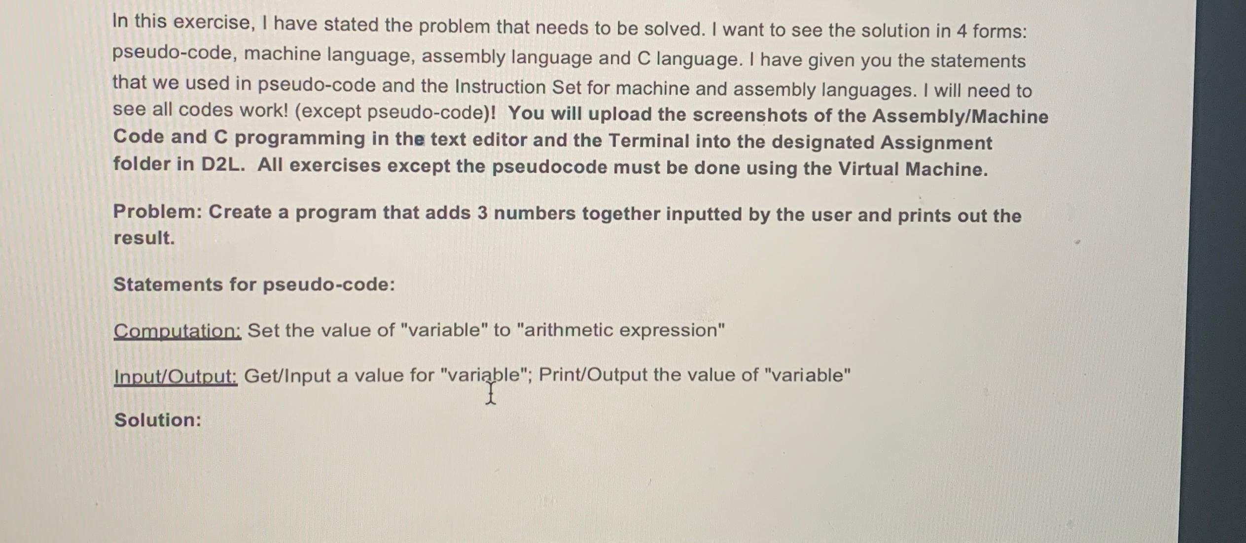 Solved Please create a program that adds 3 ﻿numbers together | Chegg.com