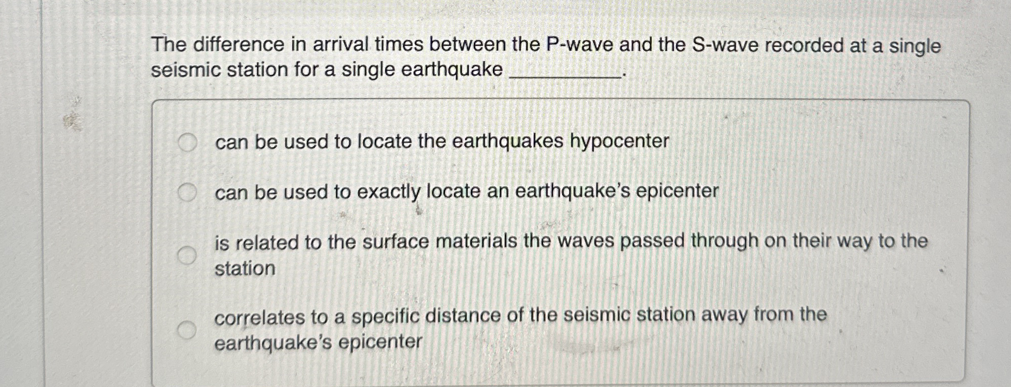 Solved The difference in arrival times between the P-wave | Chegg.com