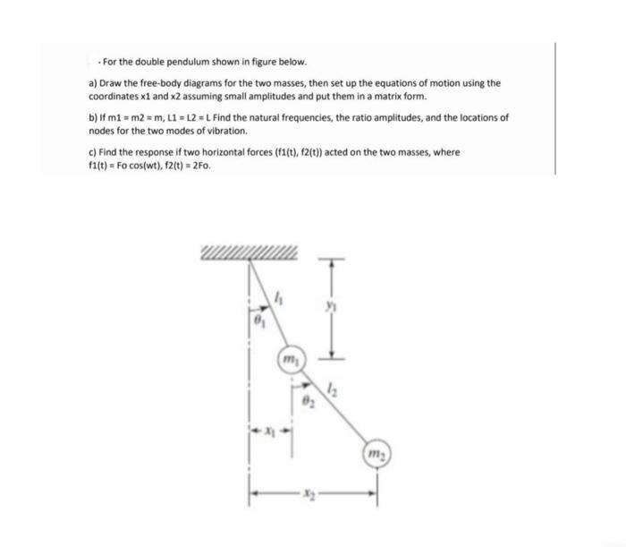 Solved - For the double pendulum shown in figure below. a) | Chegg.com