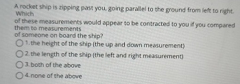 Solved A rocket ship is zipping past you, going parallel to | Chegg.com