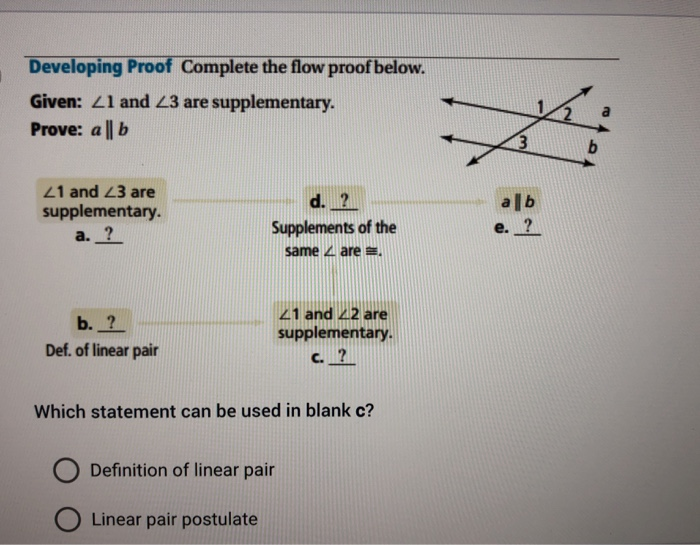 Solved Developing Proof Complete the flow proof below. | Chegg.com