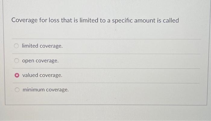 Solved Coverage for loss that is limited to a specific | Chegg.com