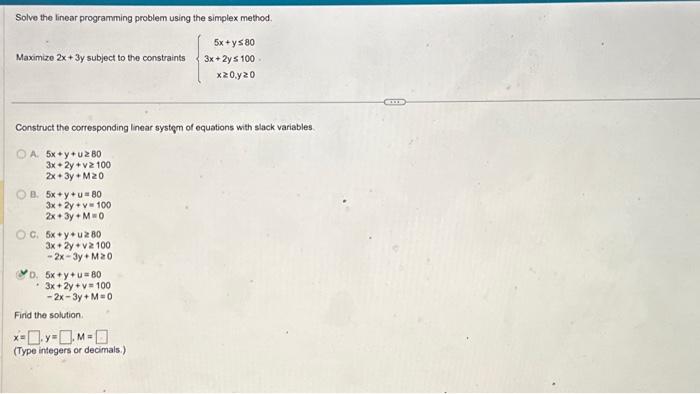 Solved Solve the linear programming problem using the | Chegg.com