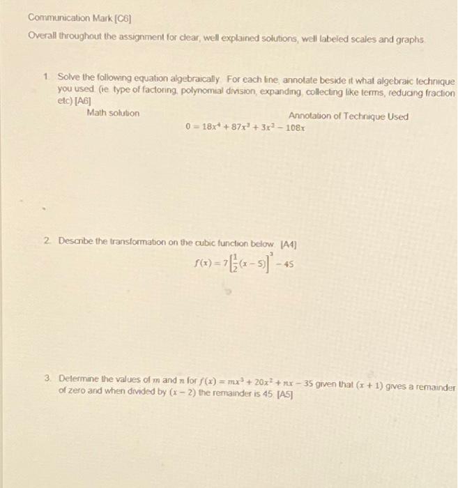 Solved Communication Mark [C6] Overall throughout the | Chegg.com